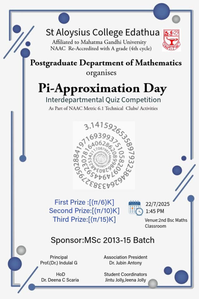 PG Department of Mathematics organises Pi-Approximation Day ...